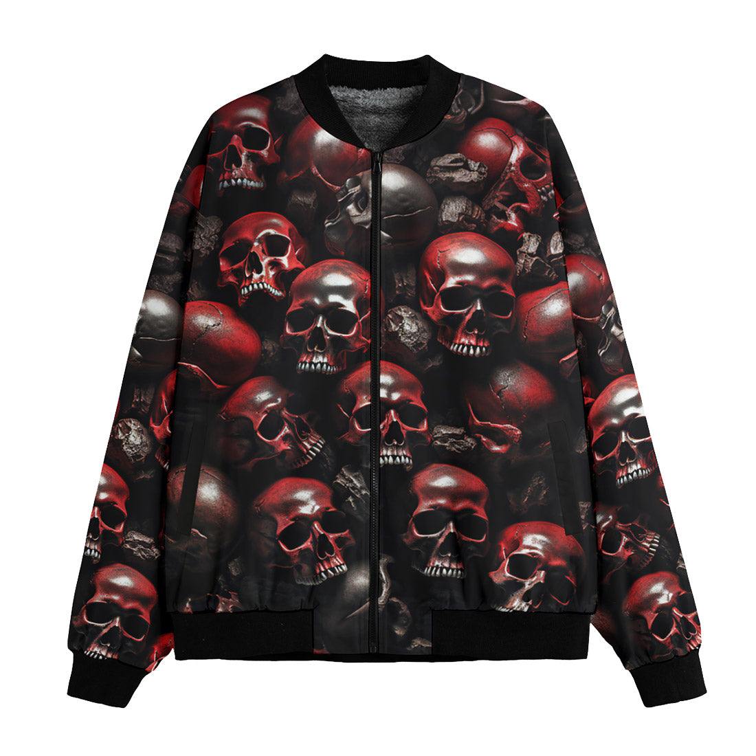 Bomber Jacket Red Skulls Background – CoolWear