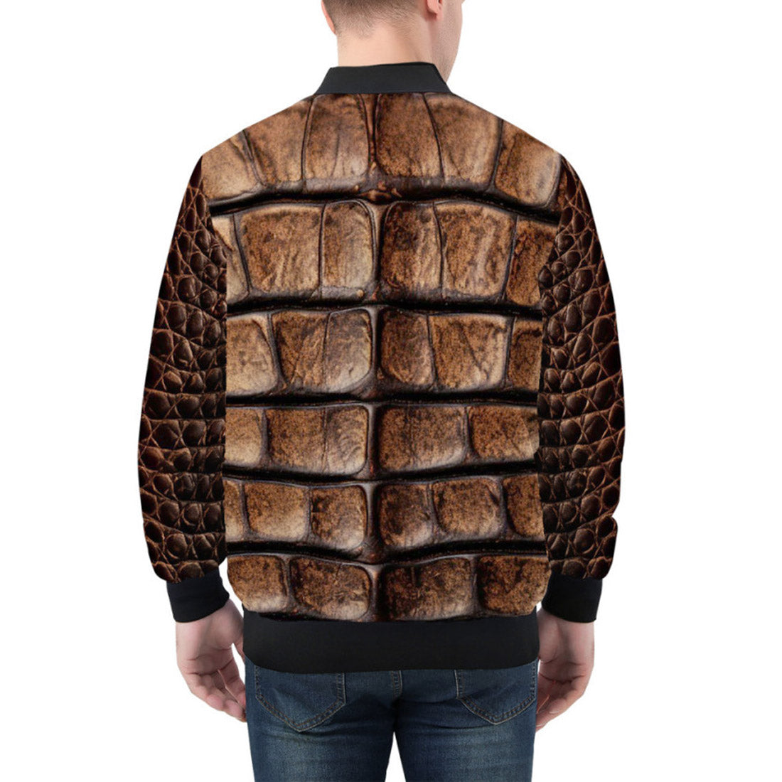 Bomber Jacket Brown Alligator Skin Print – CoolWear