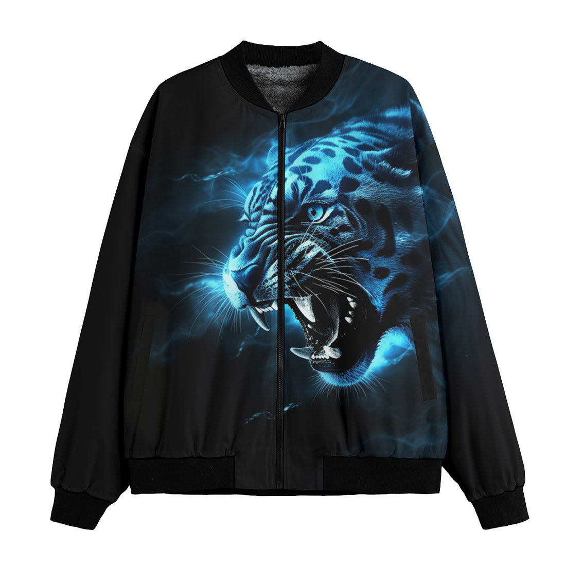 Bomber Jacket Tiger Glowing Blue Smoke – CoolWear