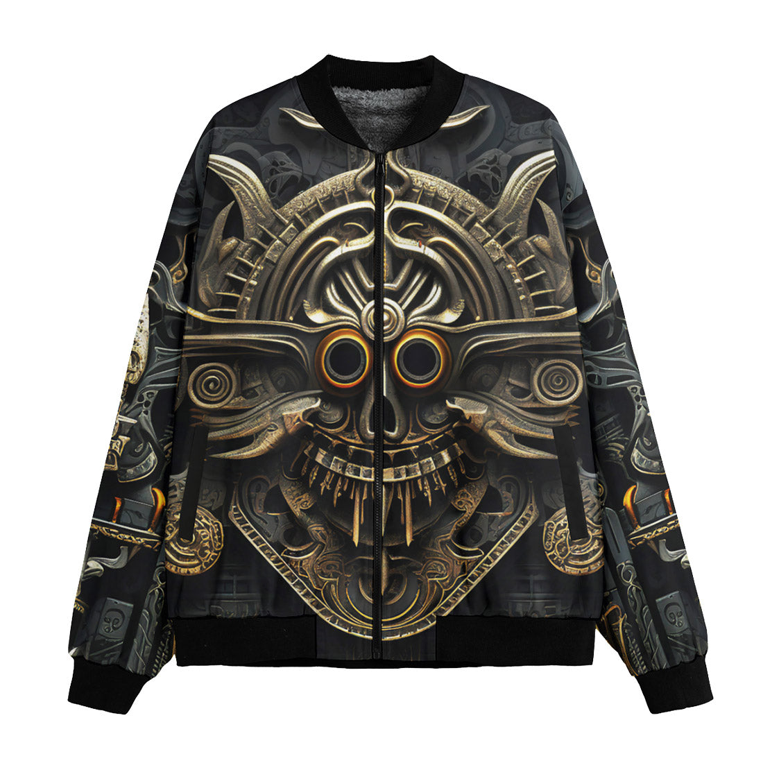 Bomber Jacket Golden Mayan Skull Ornament – CoolWear