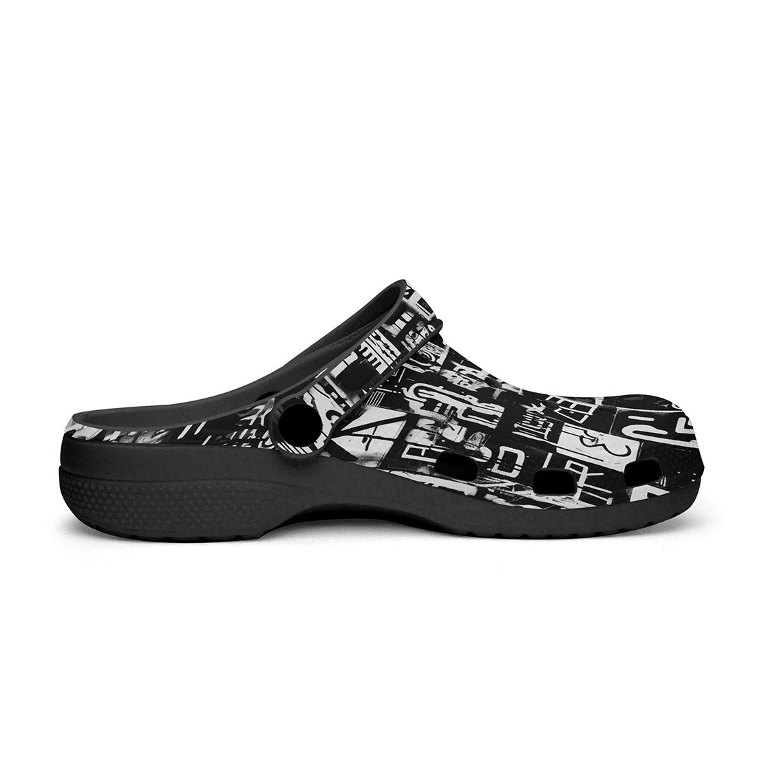 Classic Clogs Black and White Graffiti Art – CoolWear