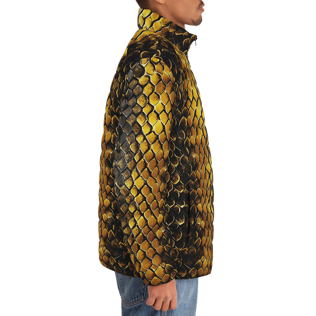 Down-Padded Puffer Jacket Golden Snake Scales – CoolWear