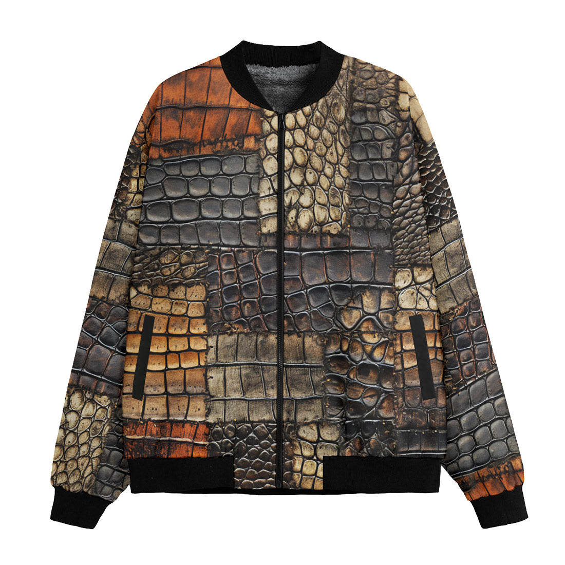 Bomber Jacket Crocodile Skins Patchwork – CoolWear