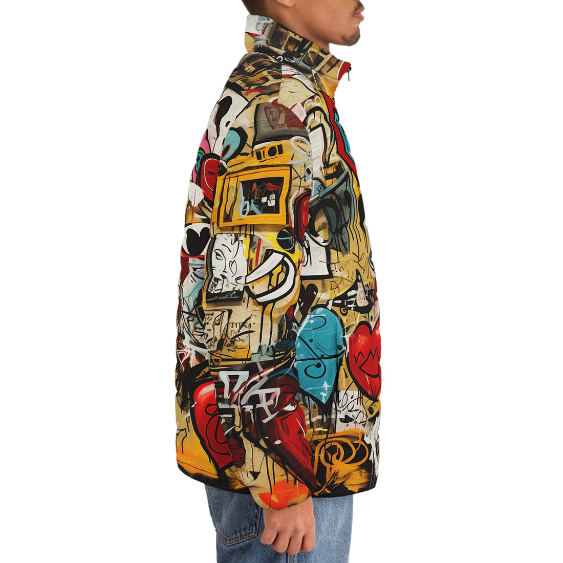 Down-Padded Puffer Jacket Love Symbols Graffiti – CoolWear