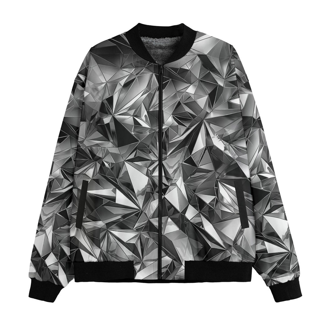 Bomber Jacket Silver Triangular Shapes – CoolWear