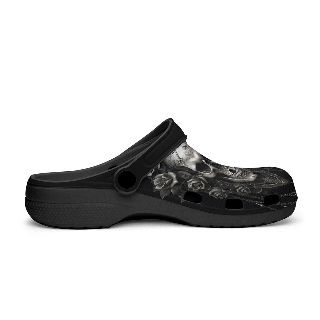Classic Clogs Gothic Silver Skull with Roses – CoolWear
