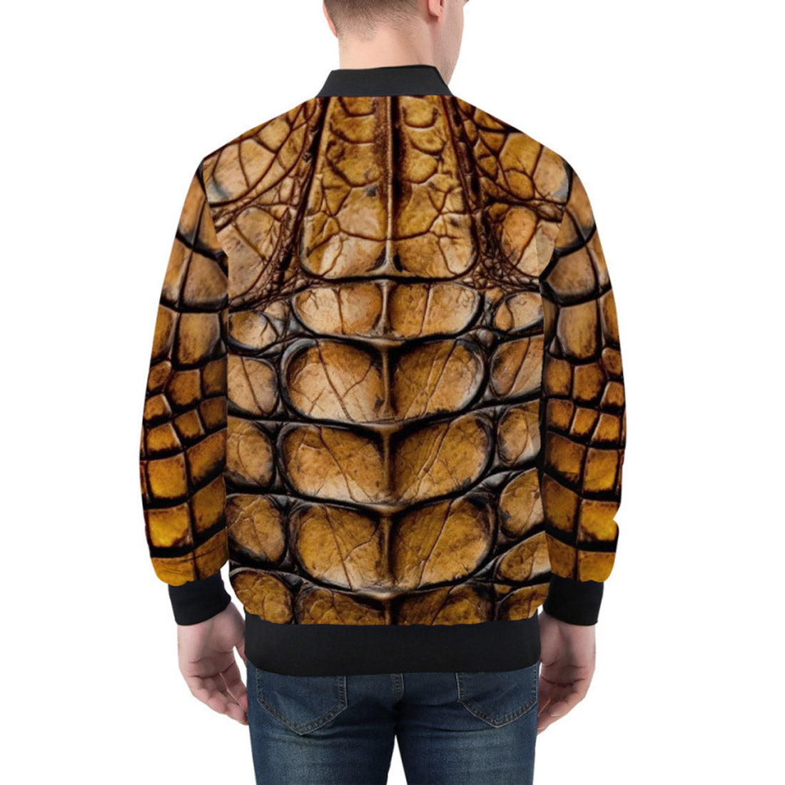 Bomber Jacket Brown Alligator Texture Print – CoolWear
