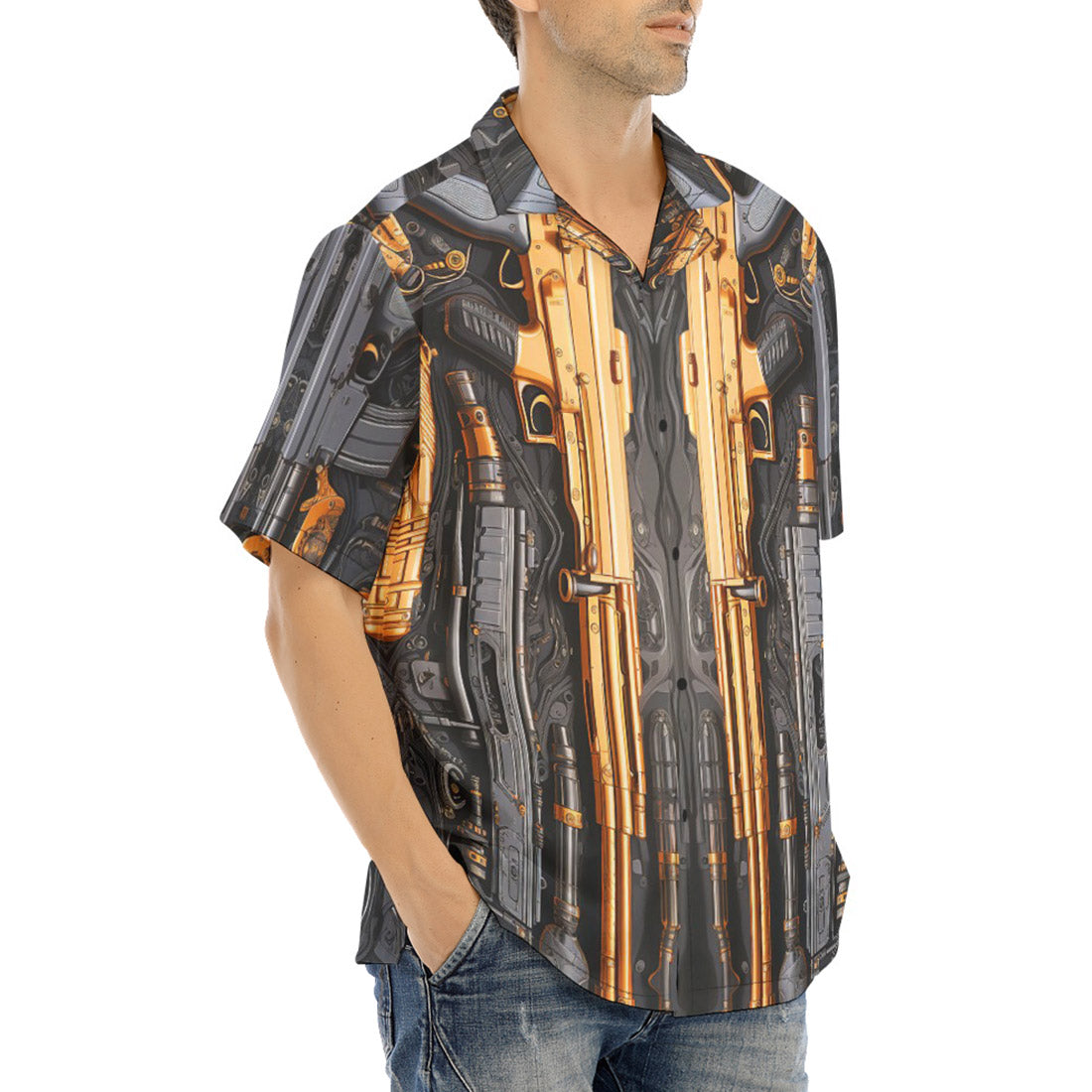 Hawaiian Shirt Retro-Futuristic Guns and Ammo – CoolWear