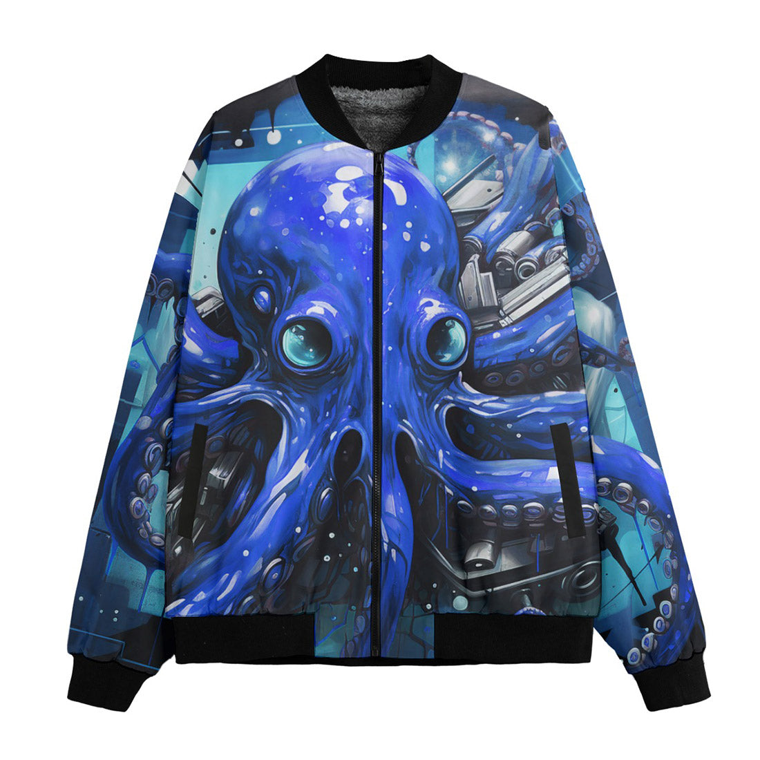 Bomber Jacket Blue Octopus with Tentacles – CoolWear