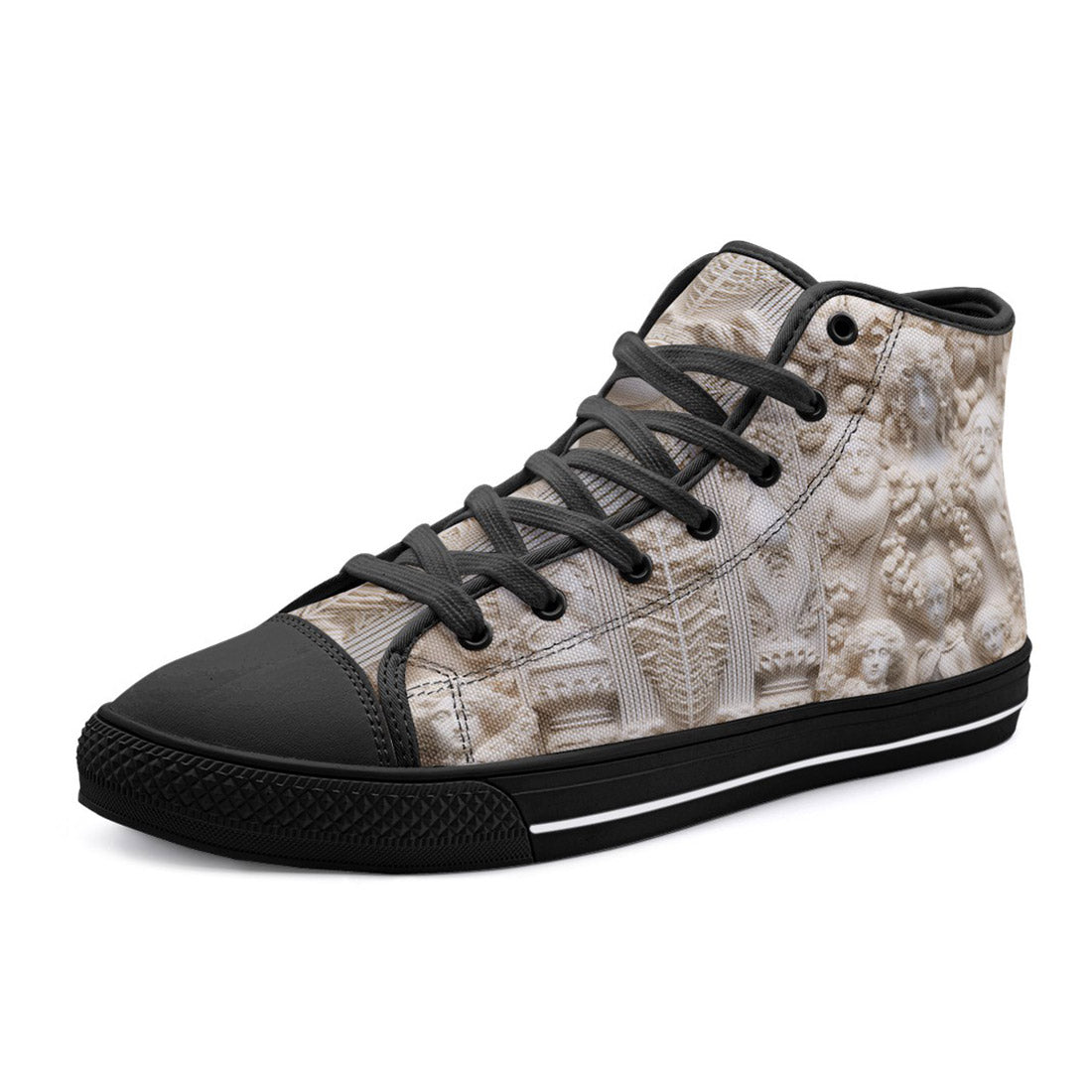 High-Top Canvas Shoes Embroidered Neoclassical Sculptures – CoolWear