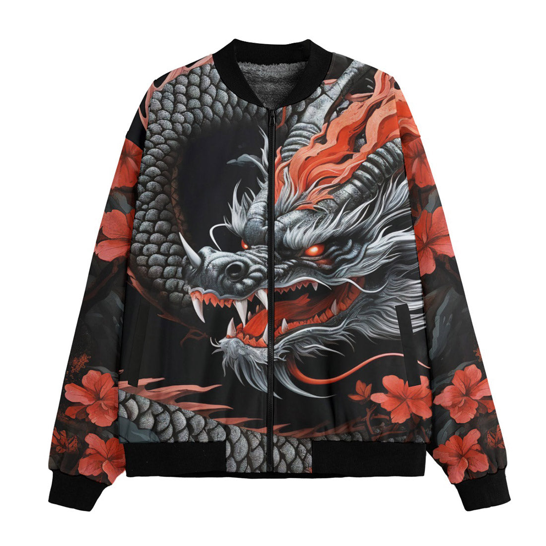 Bomber Jacket Chinese Dragon with Blossoms – CoolWear
