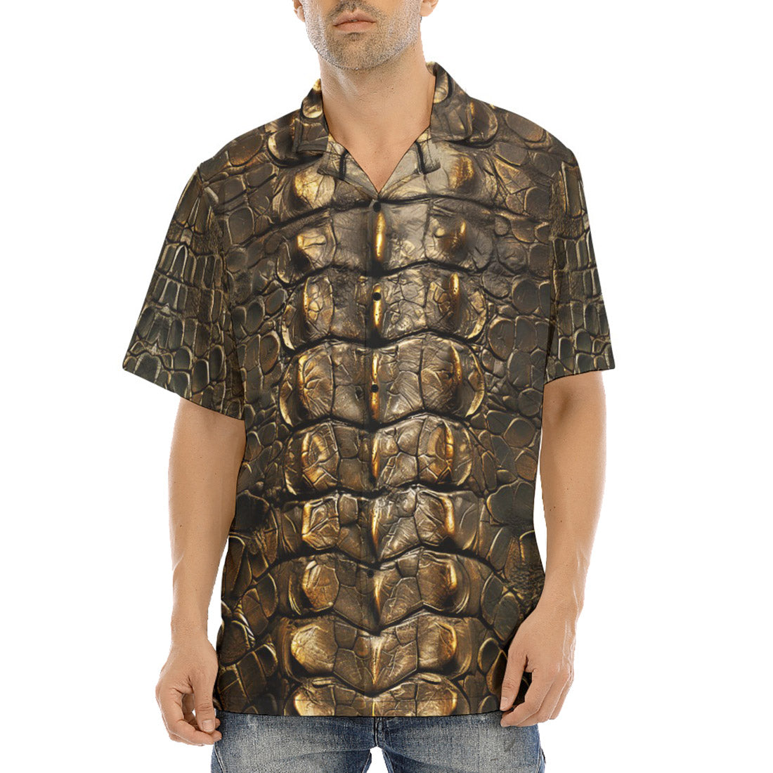 Hawaiian Shirt Gold Alligator Pattern Print – CoolWear