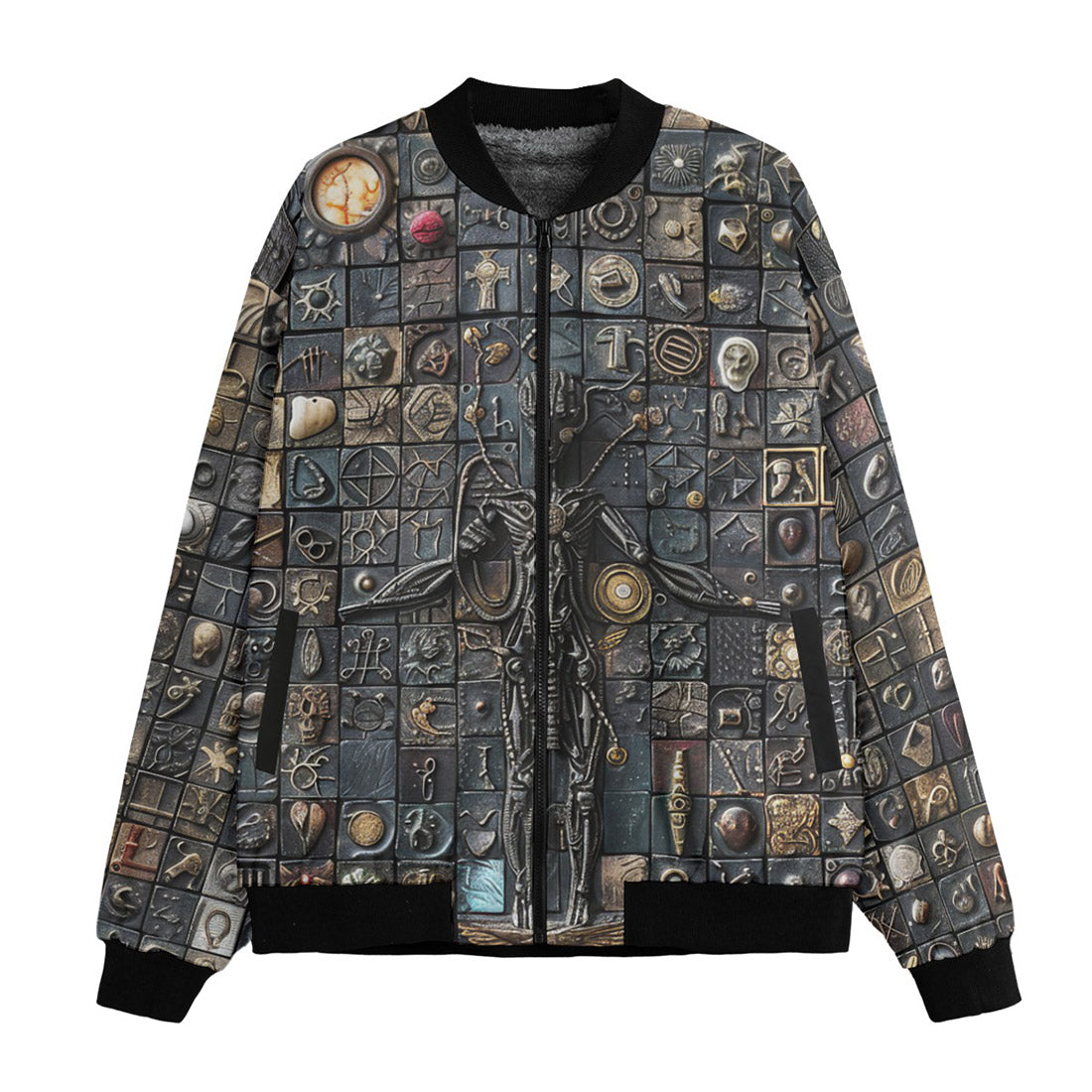 Bomber Jacket Surreal Symbolism Metal Skulls Mosaic – CoolWear