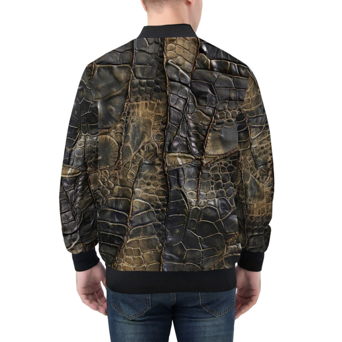 Bomber Jacket Black Crocodile Skin Texture – CoolWear