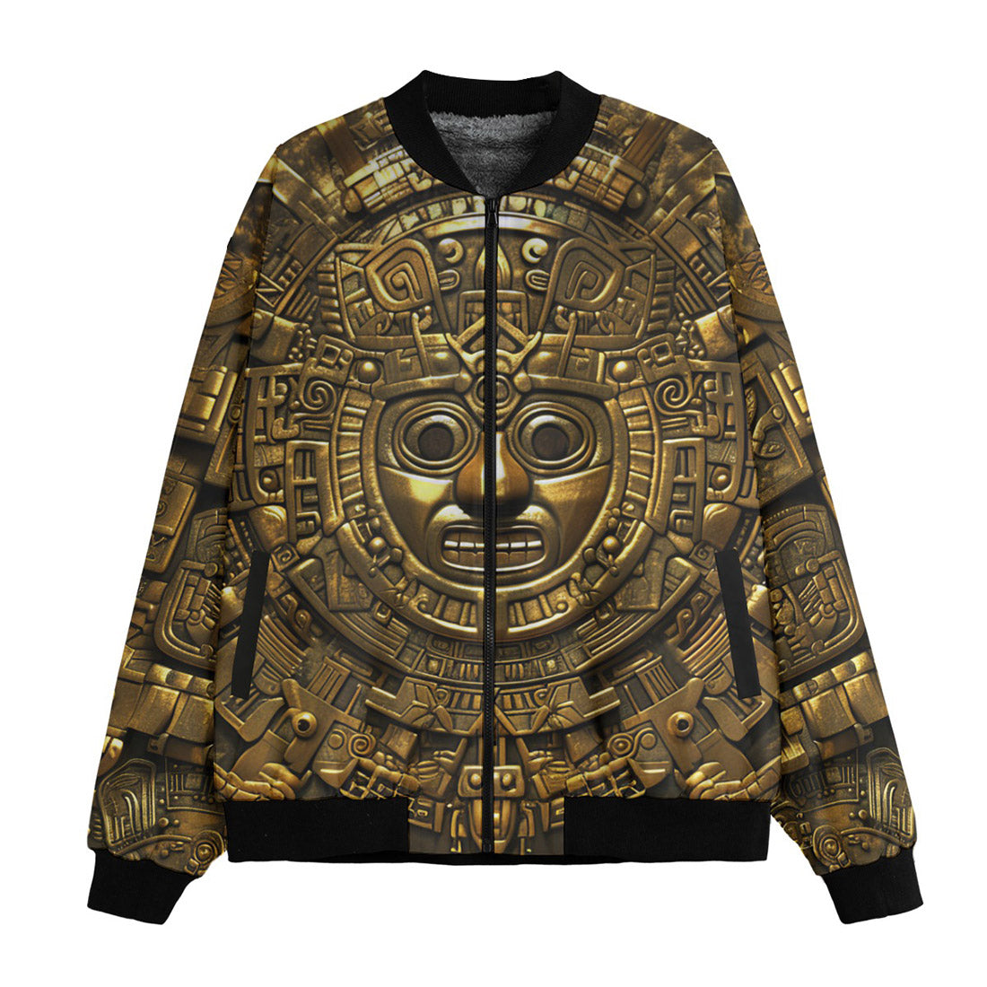 Bomber Jacket Golden Mayan God Artwork – CoolWear