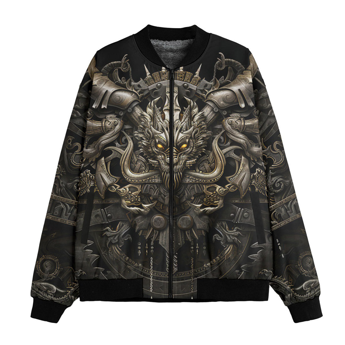 Bomber Jacket Gothic Metal Dragon Artwork – CoolWear