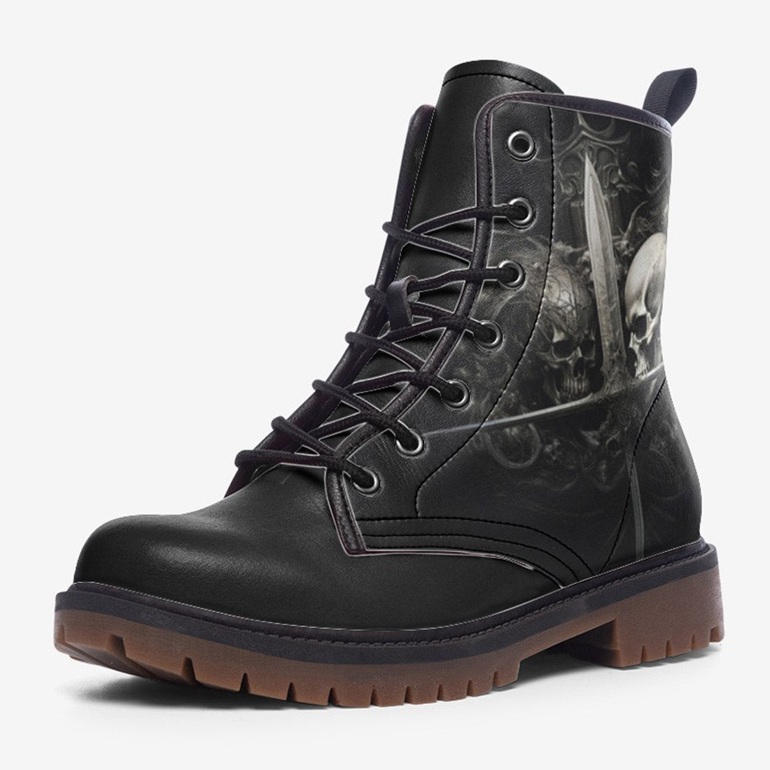 Leather Boots Skulls with Sword – CoolWear
