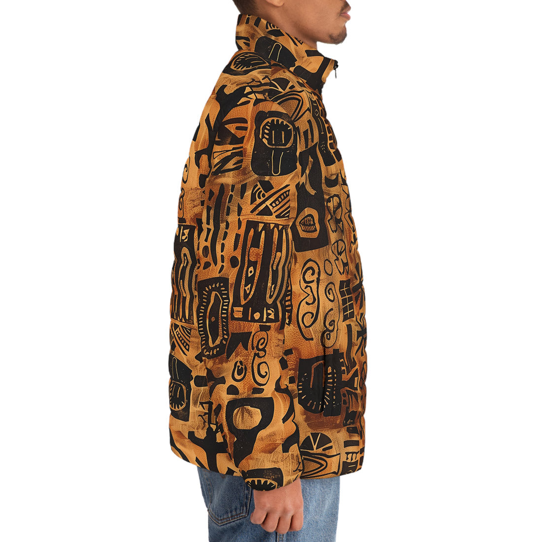 Down-Padded Puffer Jacket African Tribal Symbols – CoolWear